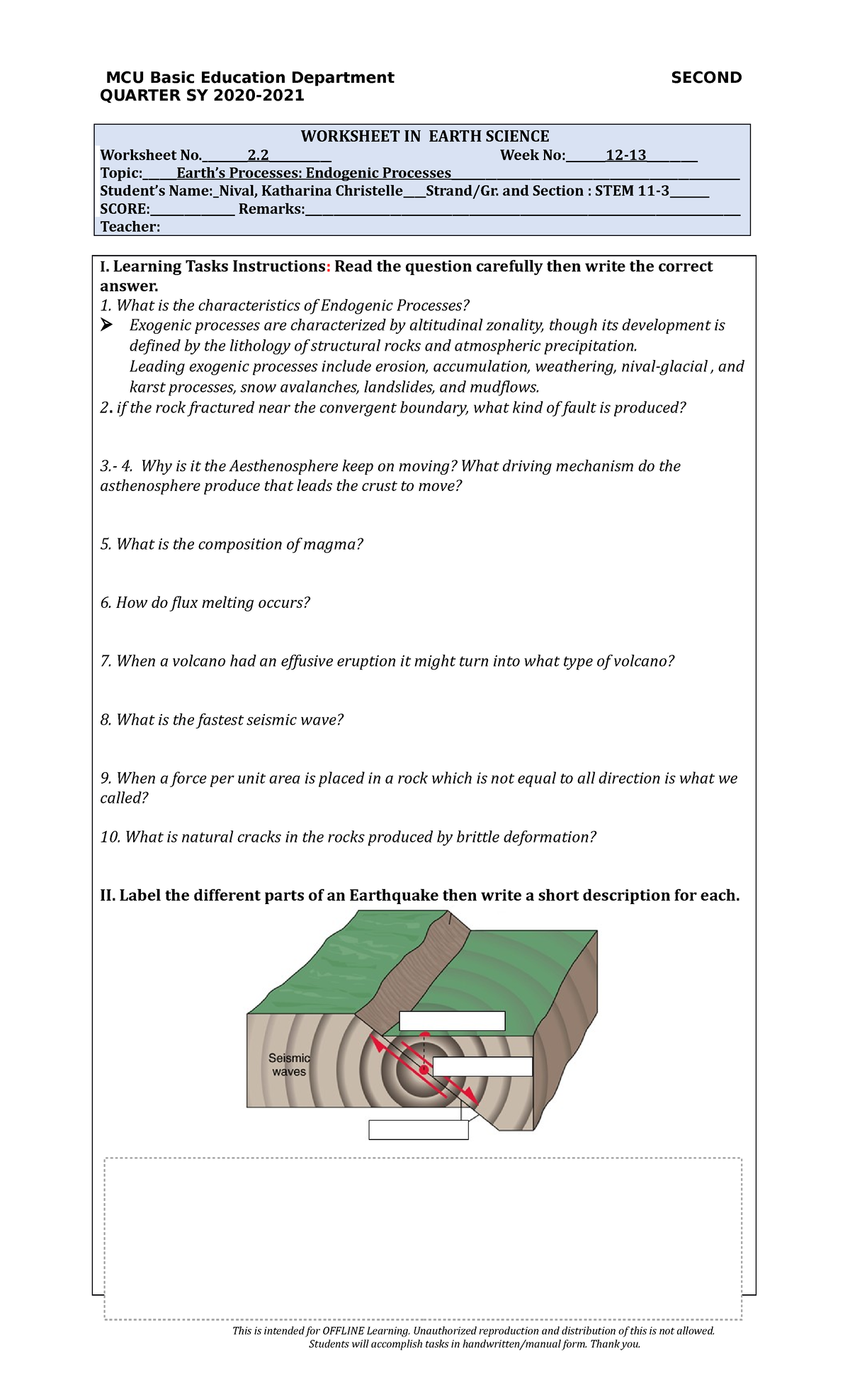 ES 2nd Q Worksheet#2 - This is Earth Science Work Sheet in Manila ...