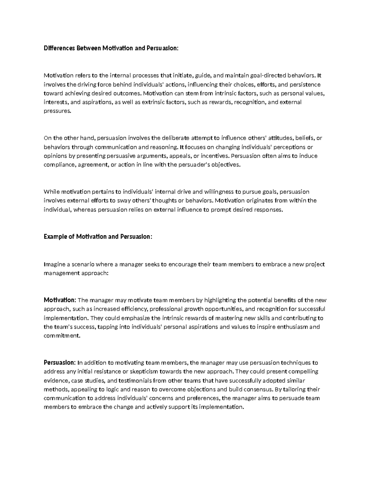 Learning Journal Unit 6 (BUS) - Differences Between Motivation and ...