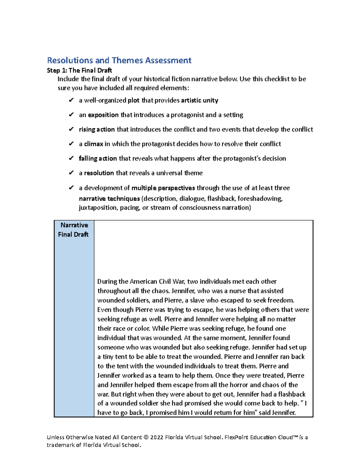 6 - 6.03 flvs assignment - Resolutions and Themes Assessment Step 1 ...