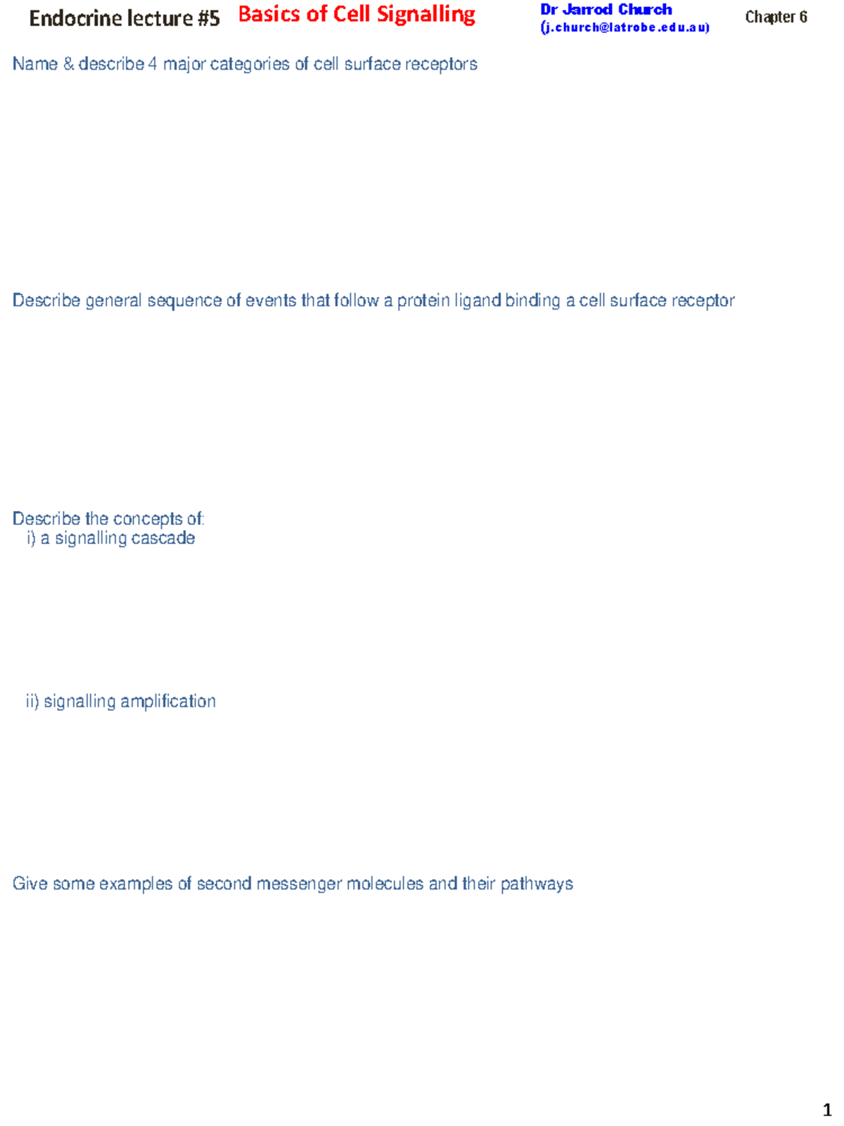 Signalling lecture 2017 - Warning: TT: undefined function: 32 1 Endocrine lecture #5 Basics of ...