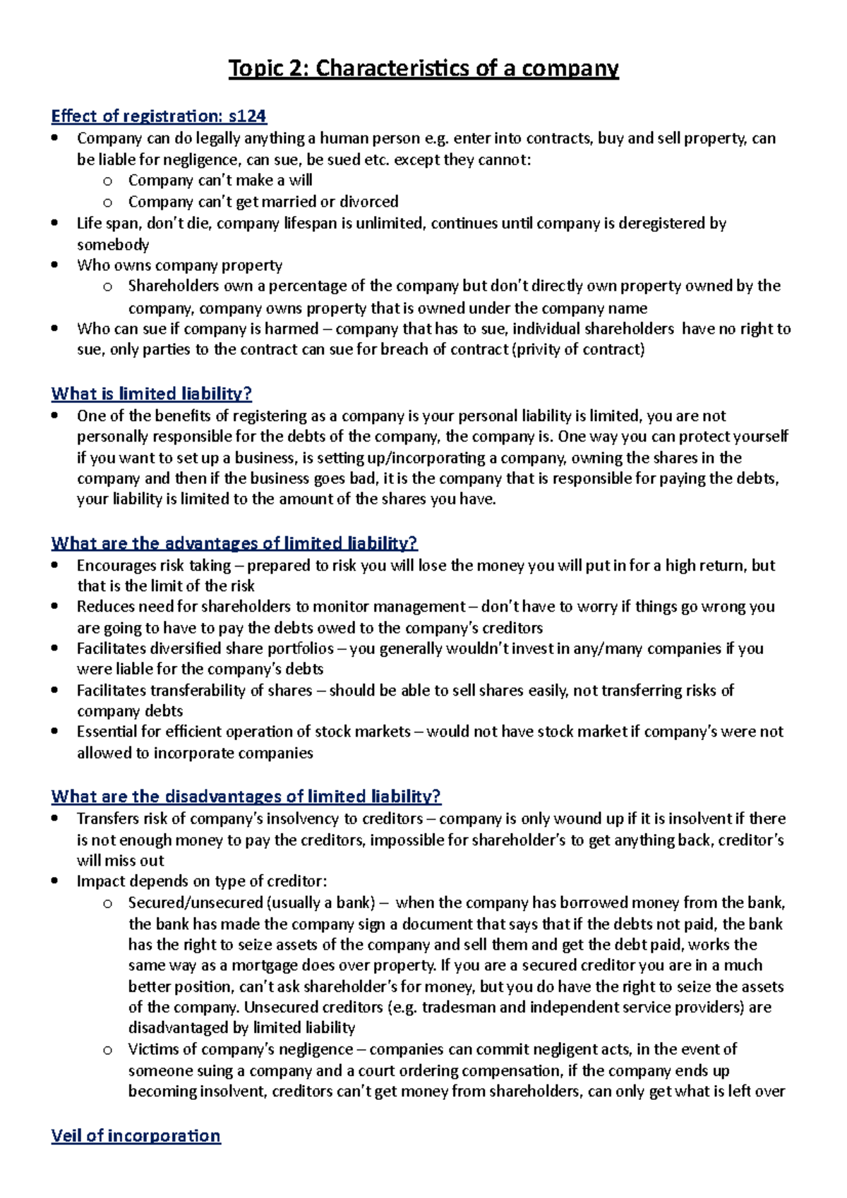 Topic 2 - Characteristics of a company - Topic 2: Characteristics of a ...