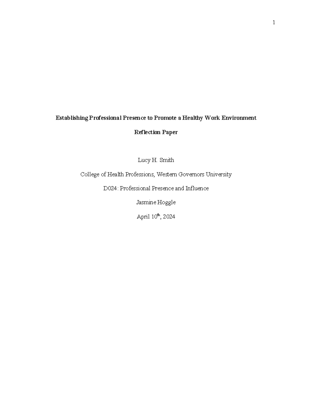 Establishing Professional Presence to Promote a Healthy Work ...