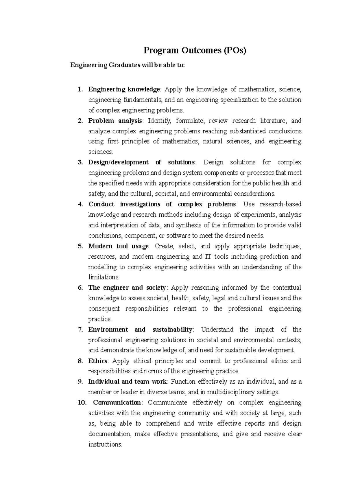 Program Outcomes - Document - Program Outcomes (POs) Engineering ...