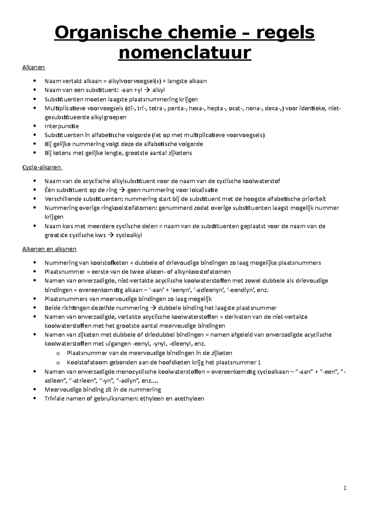 Regels nomenclatuur organische - Organische chemie – regels ...