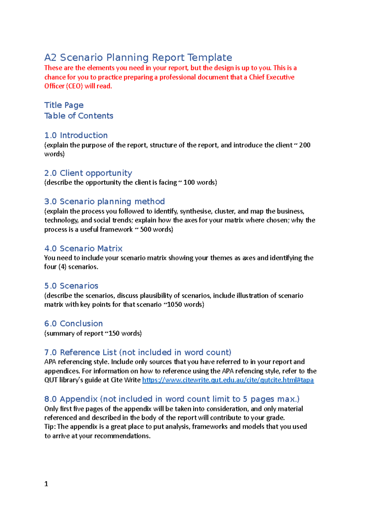 BSD105 A2 Scenario Planning Report Template 28 - A2 Scenario Planning ...