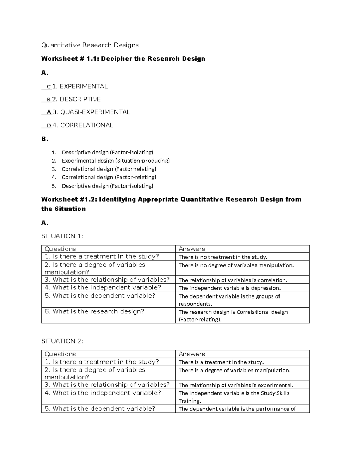 Quantitative Research Designs Q2 W1 W2 PR2 - Quantitative Research ...