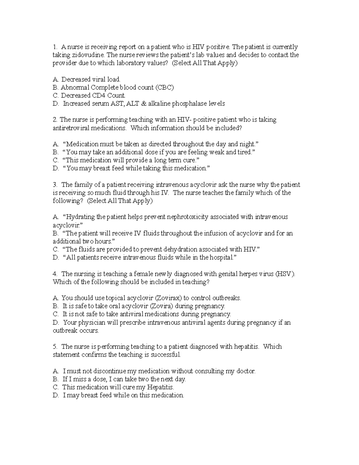 Module 13 Questions Students - A nurse is receiving report on a patient ...