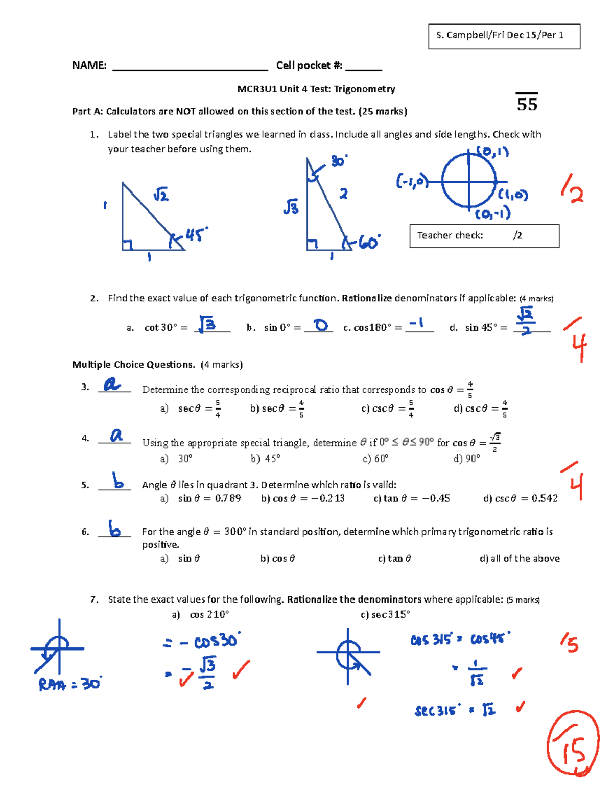 Unit 4 - unit 4 answers - NAME: __________________________ Cell pocket ...