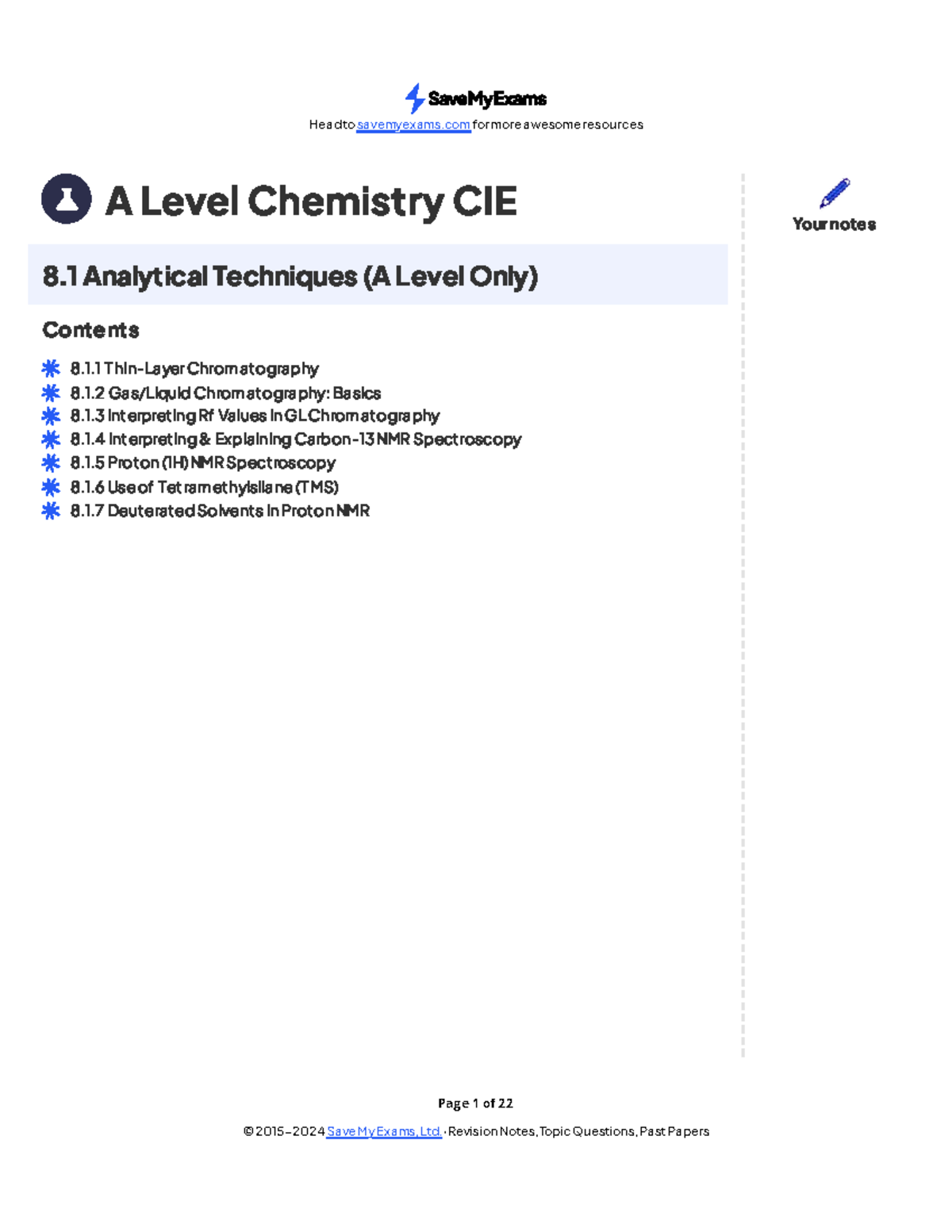 A level chem notes - Page 1 of 22 A Level Chemistry CIE 8 Analytical ...