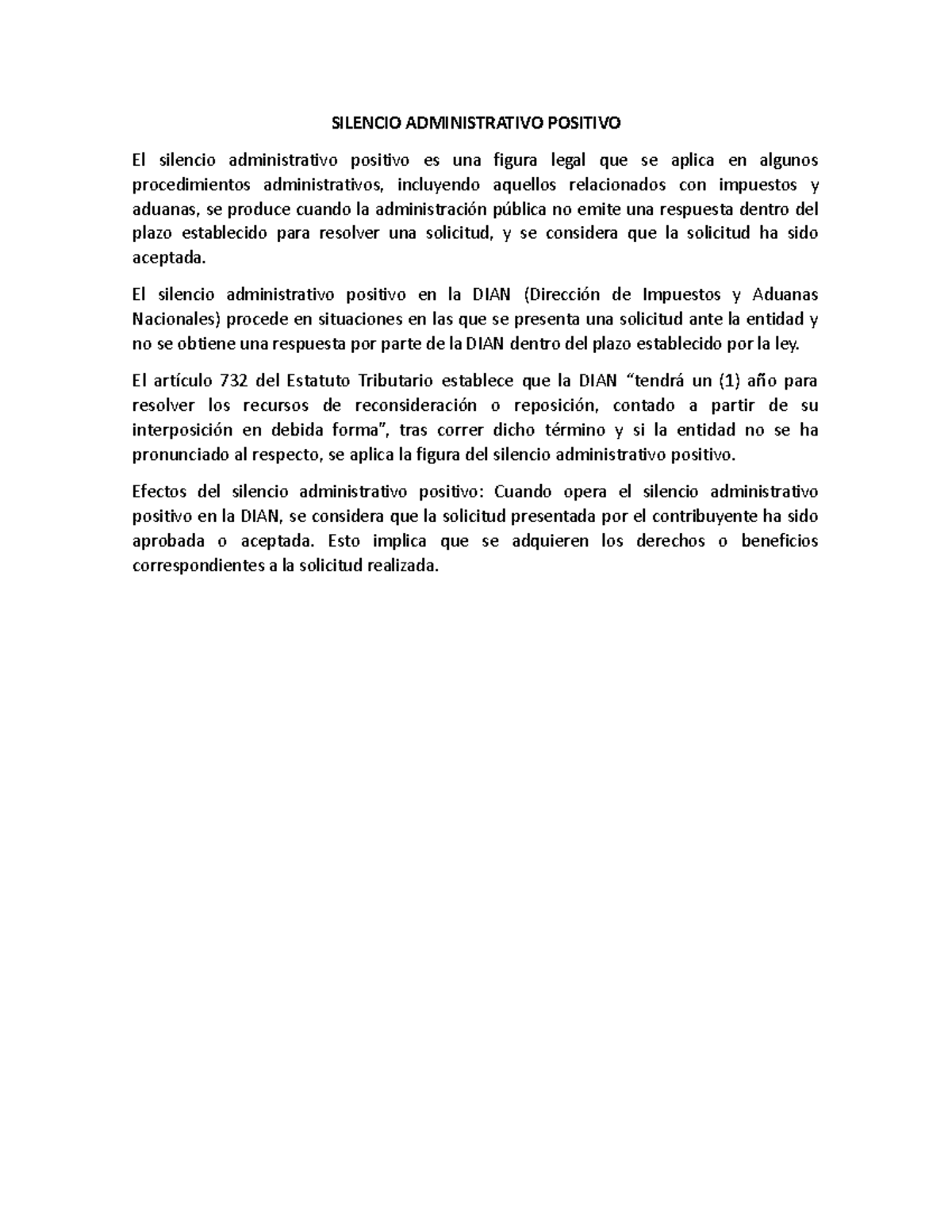 Silencio Administrativo Positivo - El silencio administrativo positivo en la DIAN (Dirección de ...