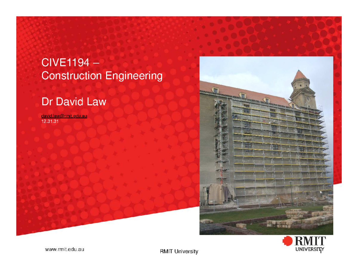 Lecture notes, lecture 2 - Construction engineering - cive1194 ...