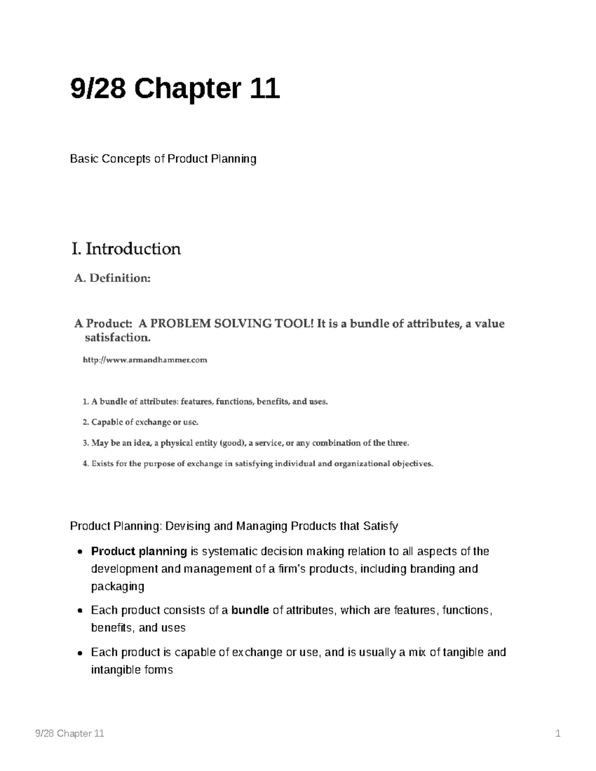 928 Chapter 11 - Caccavale - 9/28 Chapter 11 Basic Concepts of Product Planning Product Planning ...