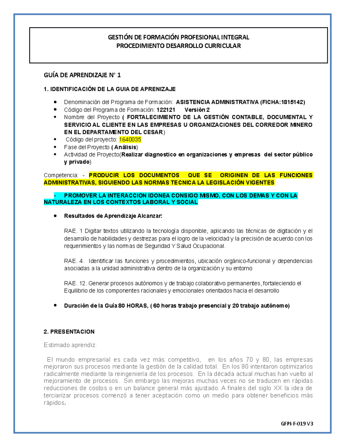 GFPI-F-019 GUIA Aprendizaje 1 A Administrativa - GESTIÓN DE FORMACIÓN PROFESIONAL INTEGRAL - Studocu