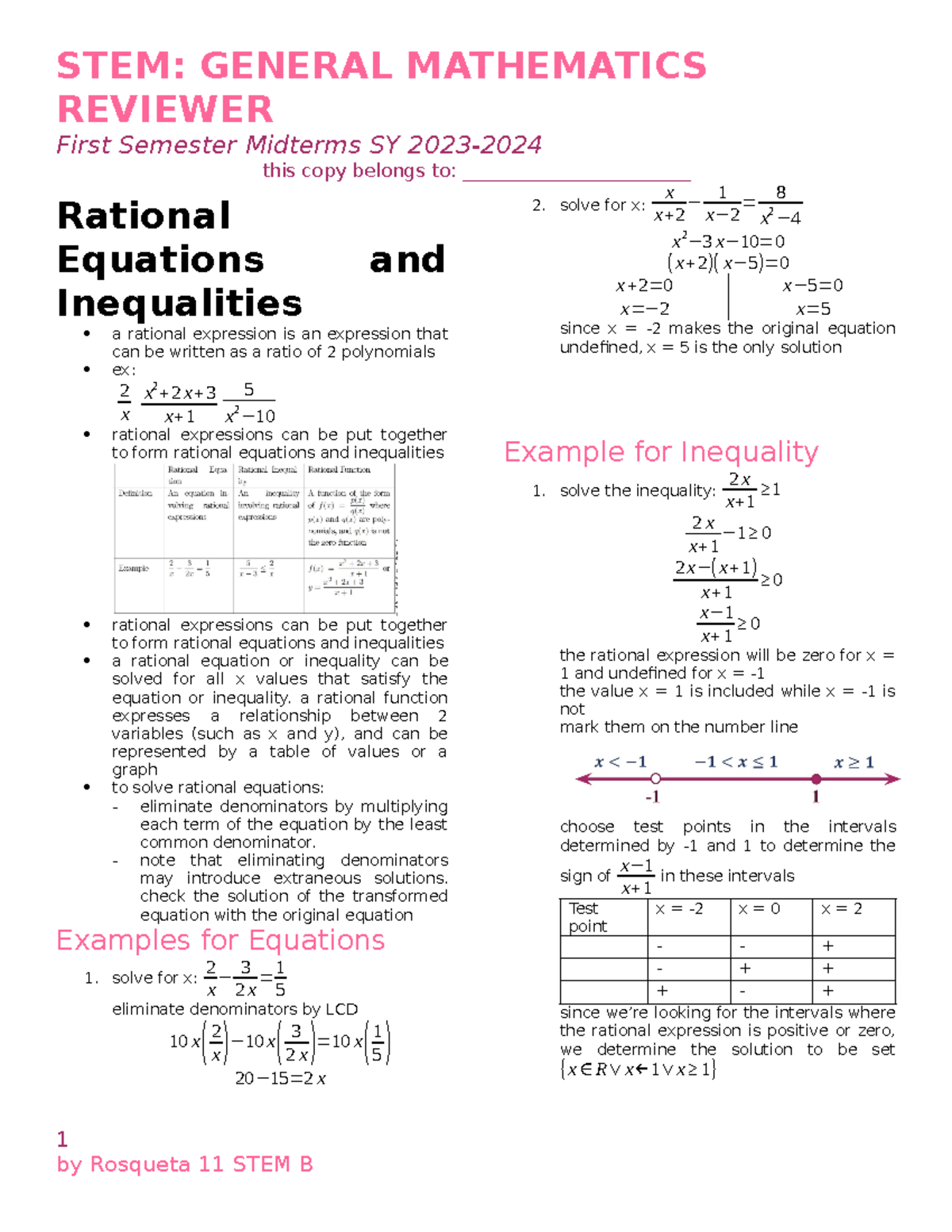 Booooooo gen math - notes - STEM: GENERAL MATHEMATICS REVIEWER First ...