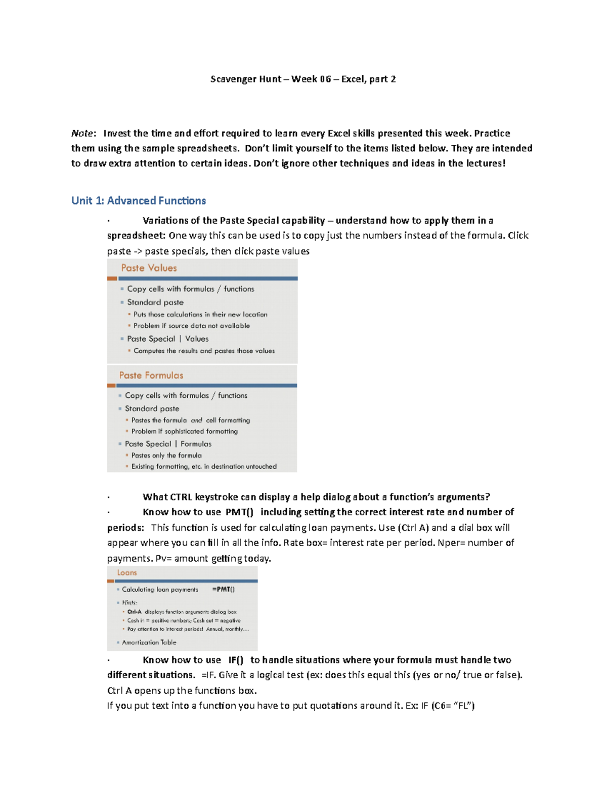 Scavenger Hunt – Week 06 – Excel, part 2 - Scavenger Hunt – Week 06 ...