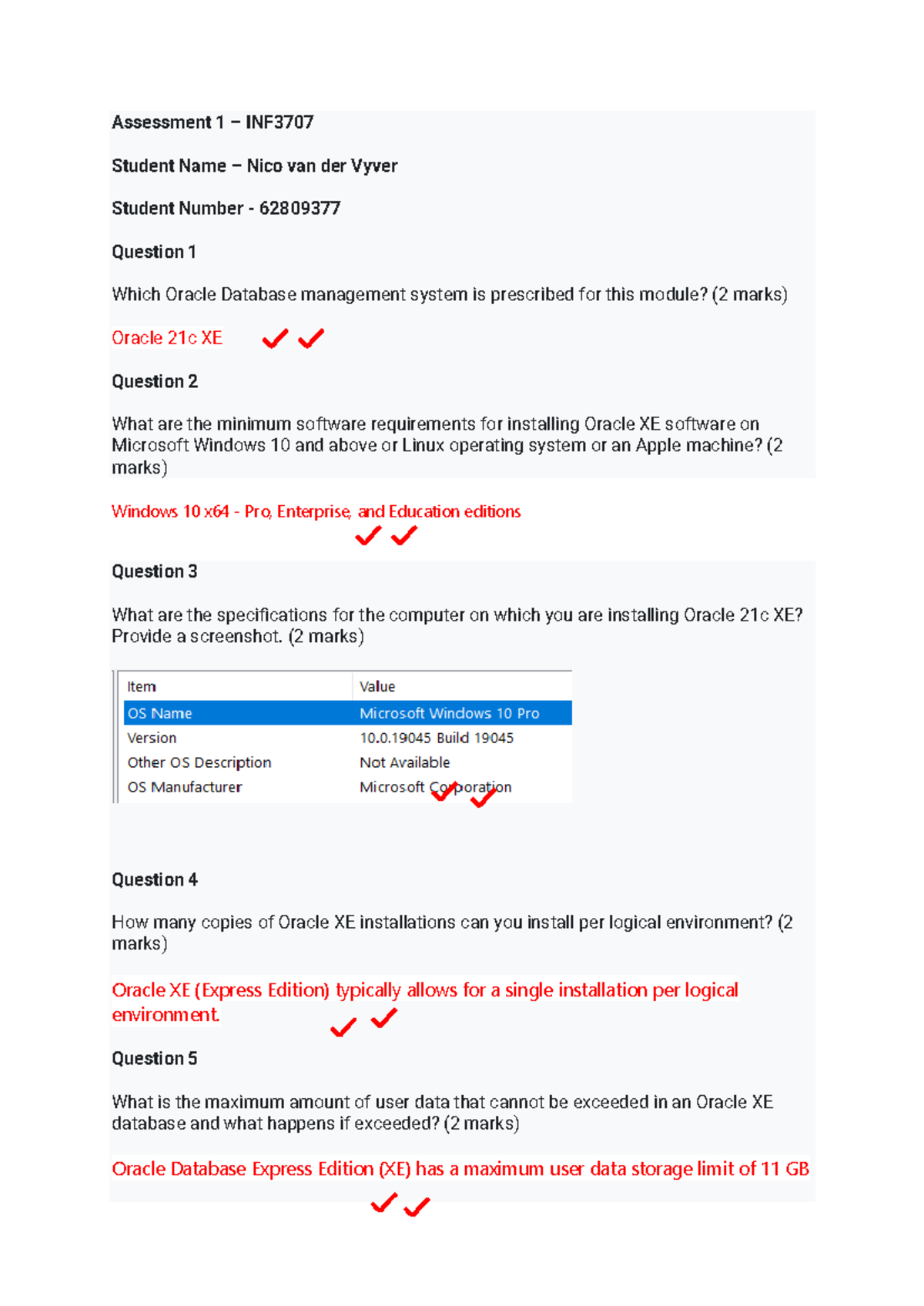 Database Design and Implementation Practical - INF3707 - Assessment 1 – INF Student Name – Nico ...
