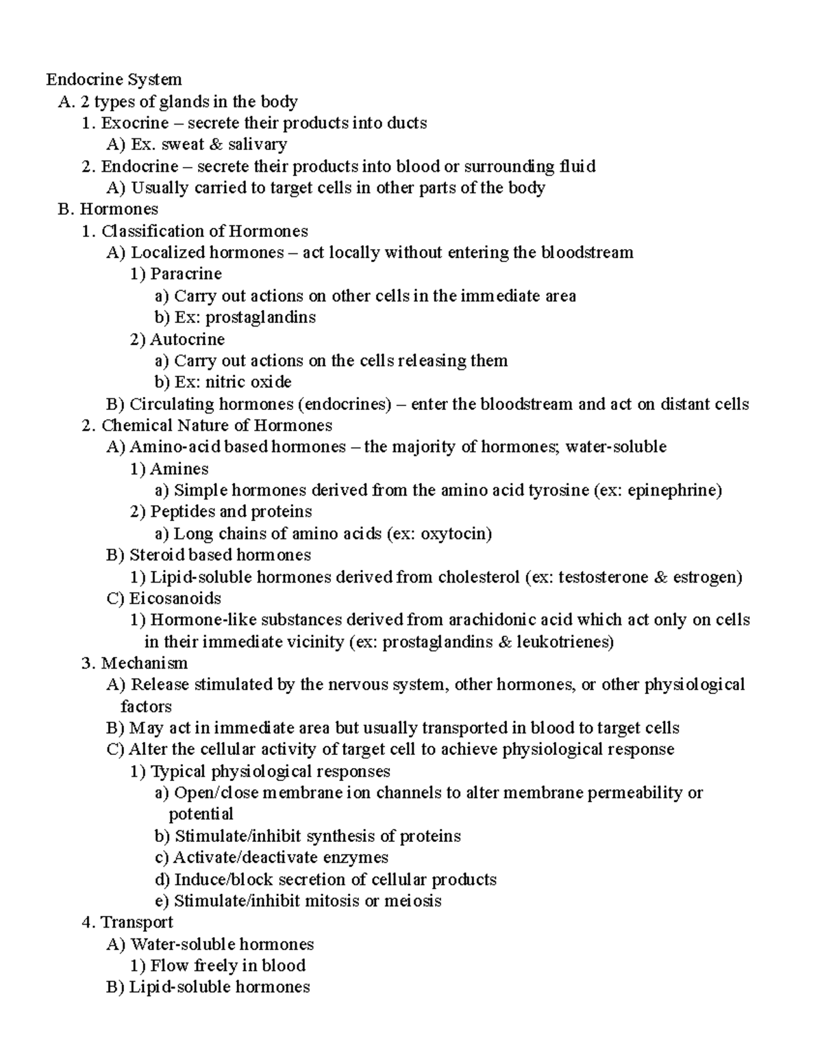 Anatomy Physiology 2 Endocrine System Lecture Notes - Endocrine System ...