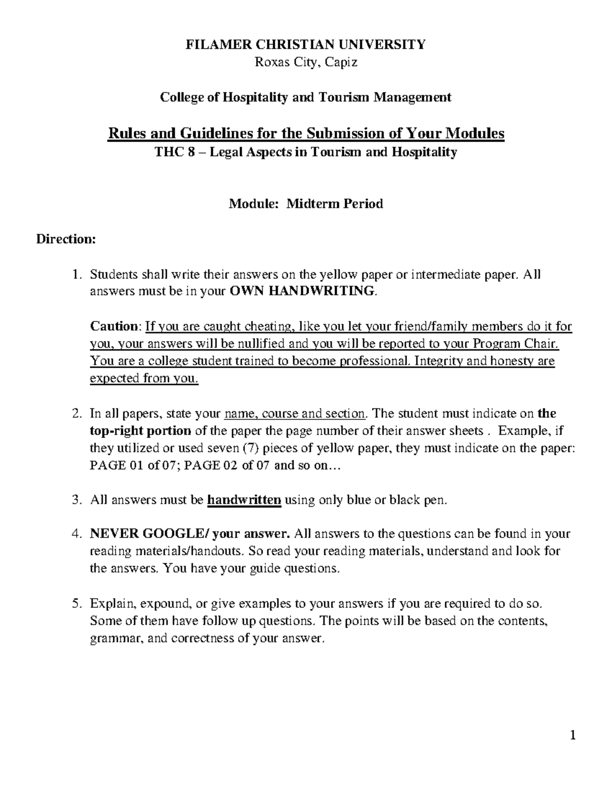 THC 8 Legal Aspects First Module - FILAMER CHRISTIAN UNIVERSITY Roxas ...