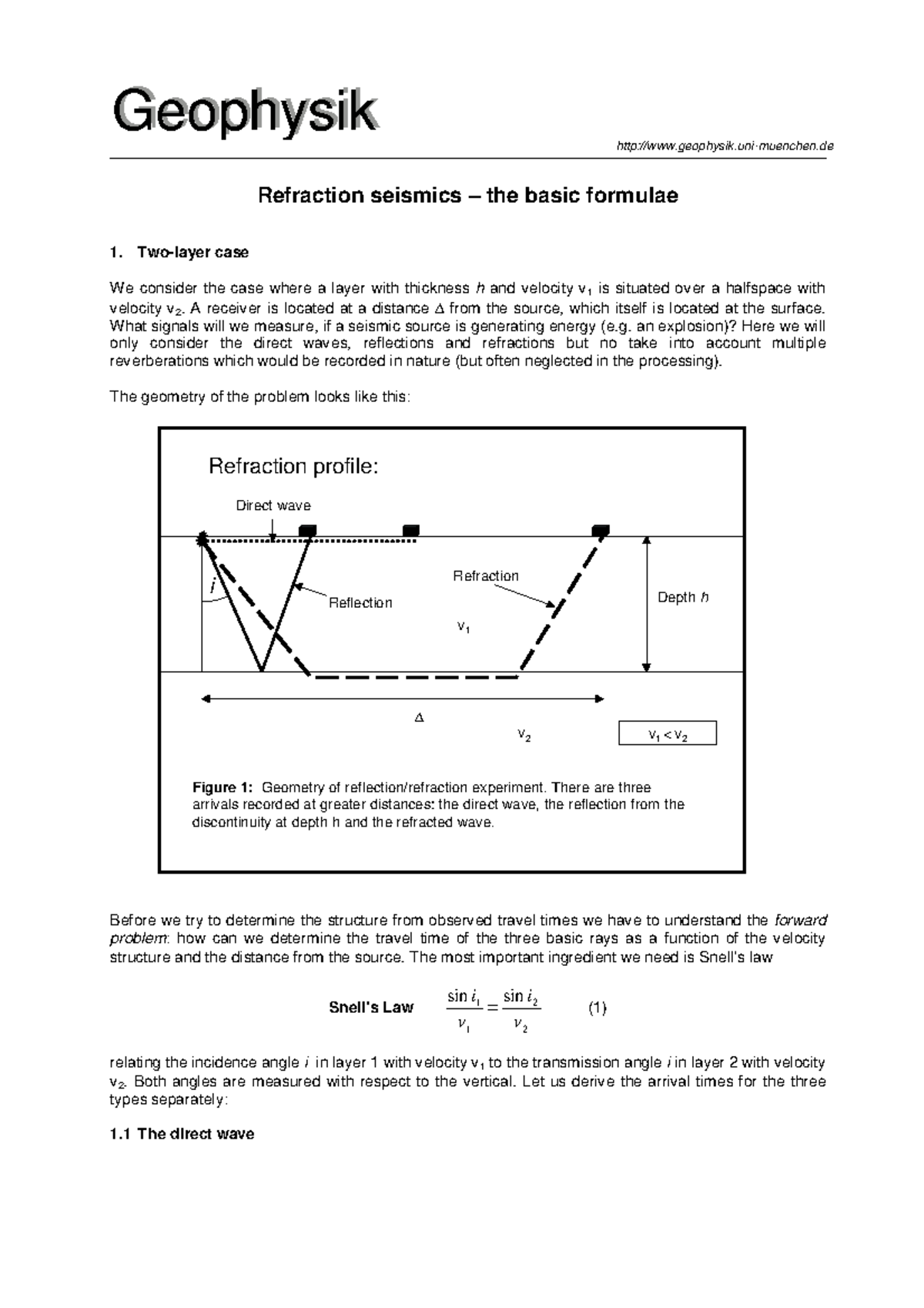 Refractionseismics - Yh it will help you gather info - Refraction seismics – the basic formulae ...