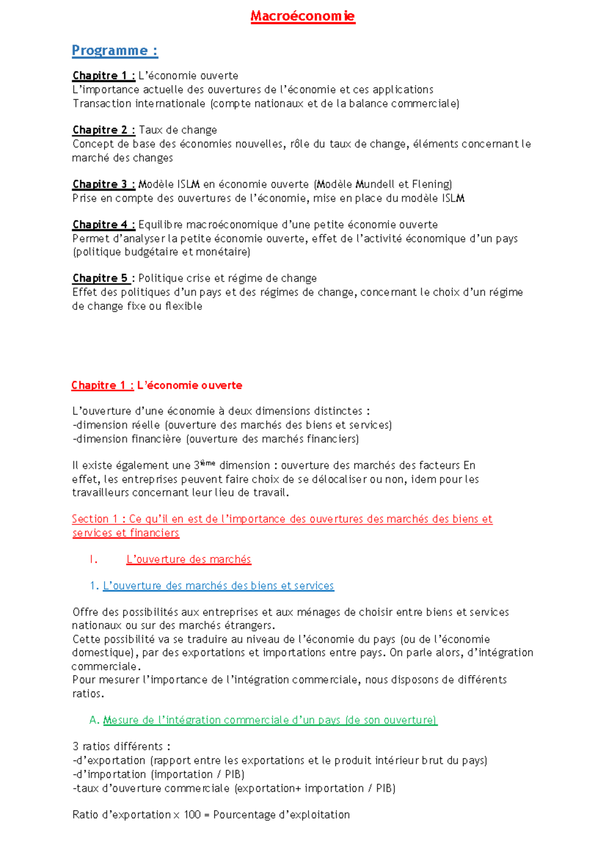 Macroéconomie - Warning: TT: undefined function: 32 Macroéconomie Programme : Chapitre 1 : - Studocu