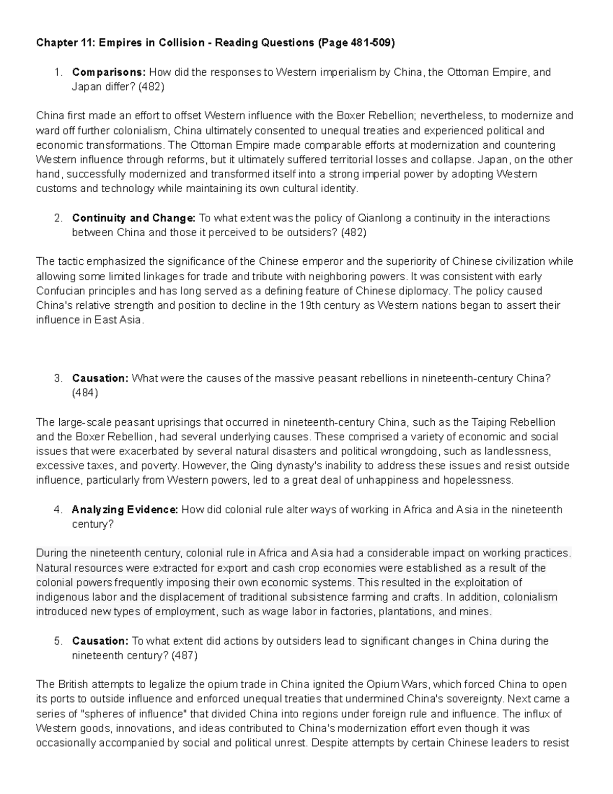 Copy of Chapter 11 Reading Guide - Chapter 11: Empires in Collision ...