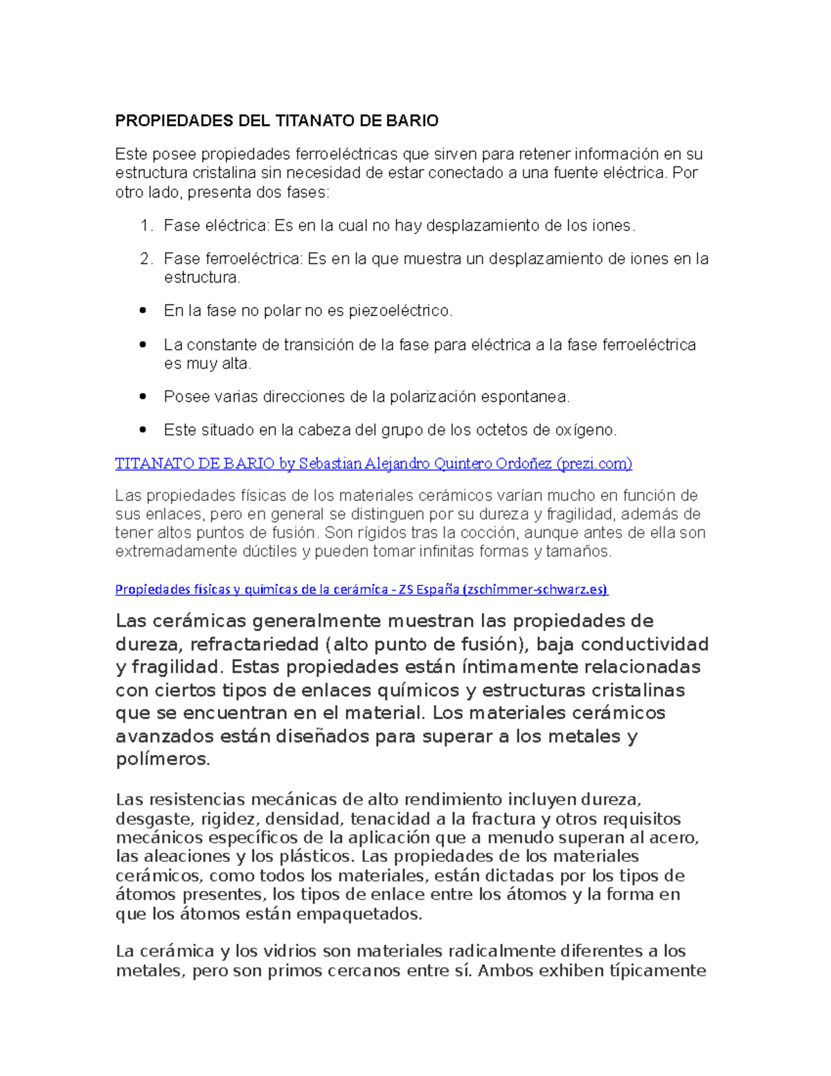 Repasoooo - Un pequeño repaso - PROPIEDADES DEL TITANATO DE BARIO Este ...