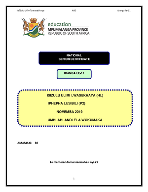 Zihlangene imibuzo emifushane -1 - ZIHLANGENE PHEZULU – IMIBUZO ...