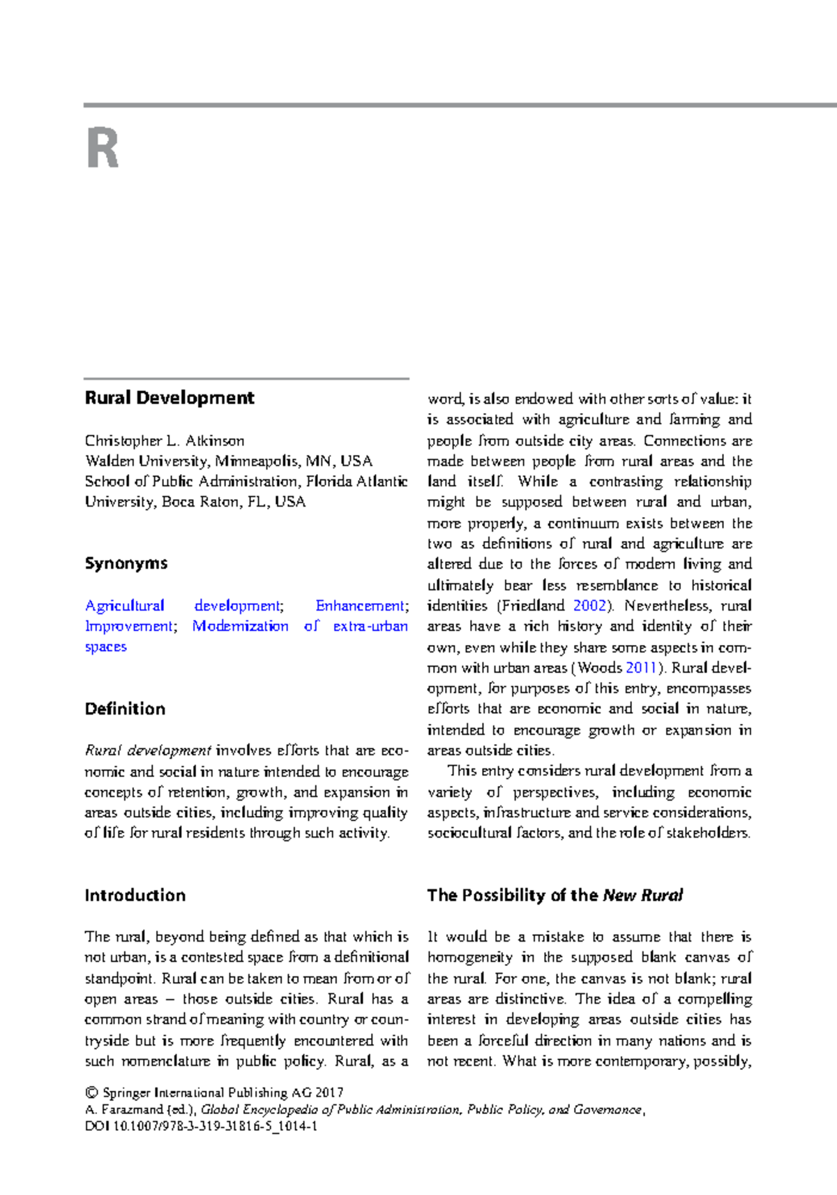 Rural Development - NOTES - R Rural Development Christopher L. Atkinson ...