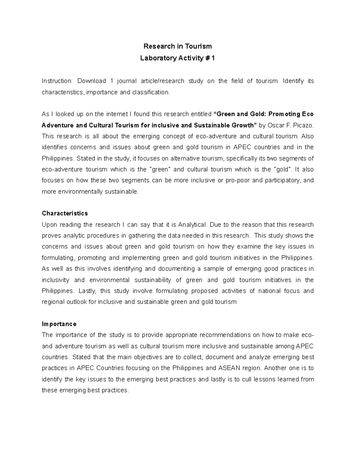 Lab Activity Research in Tourism - Research in Tourism Laboratory ...