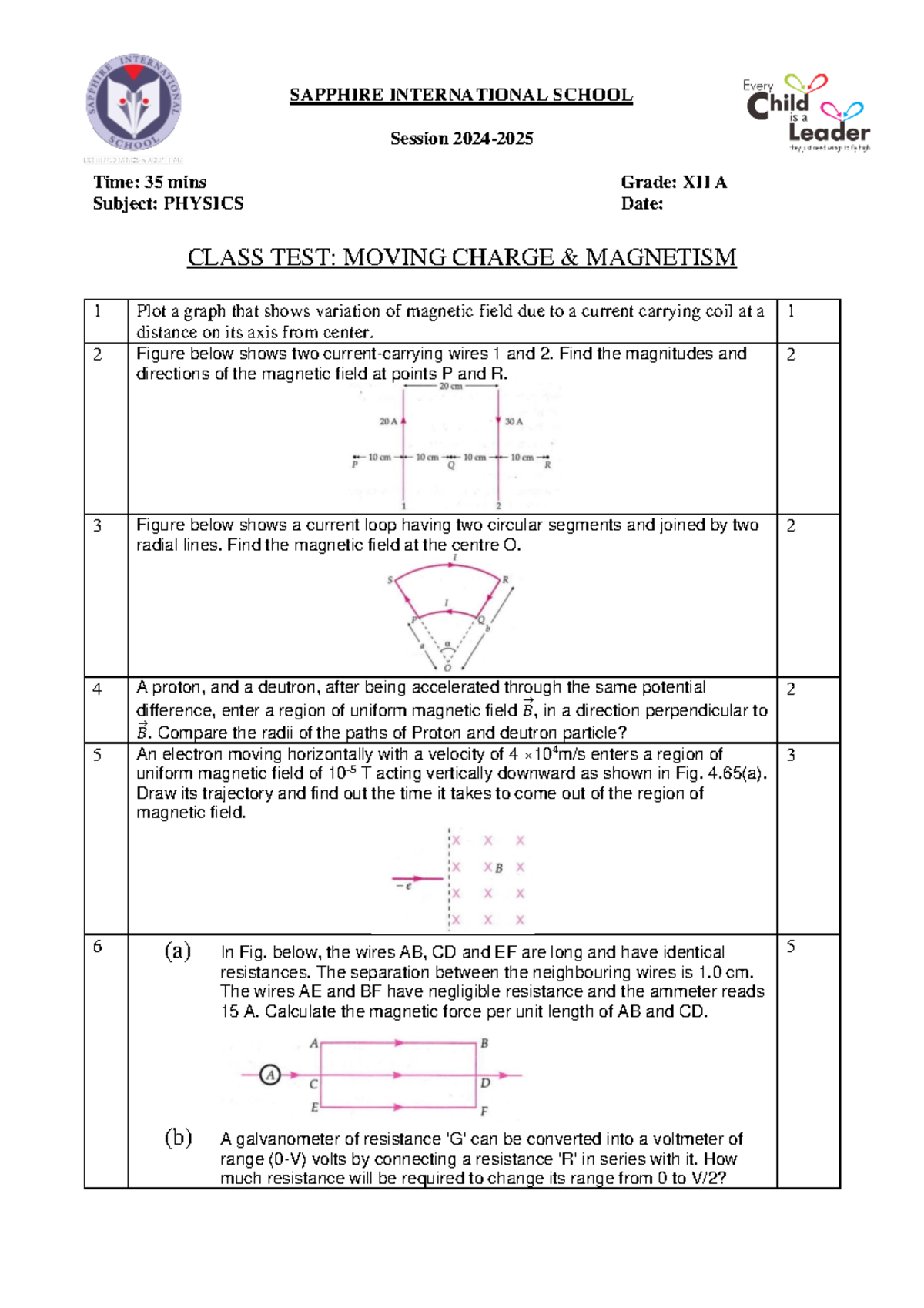 XII CH 4 Testb - test of ch 4 - SAPPHIRE INTERNATIONAL SCHOOL Session ...