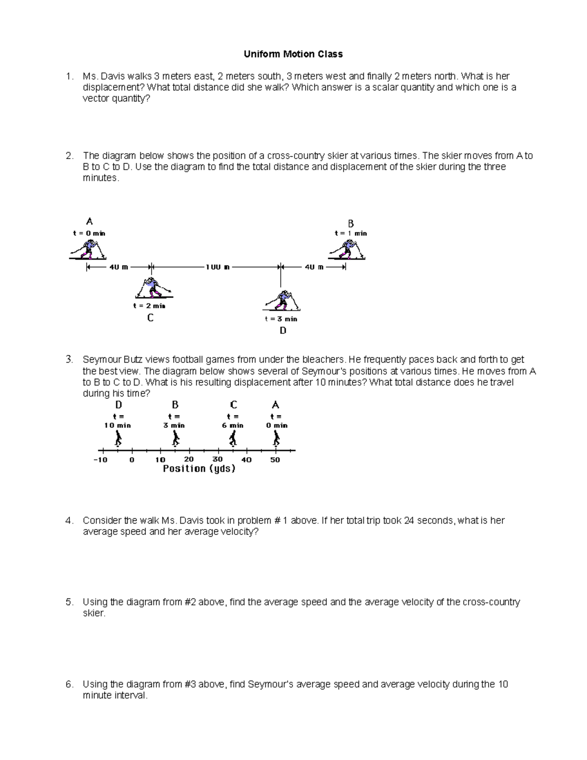 PAP Uniform Motion edit - Uniform Motion Class Ms. Davis walks 3 meters ...