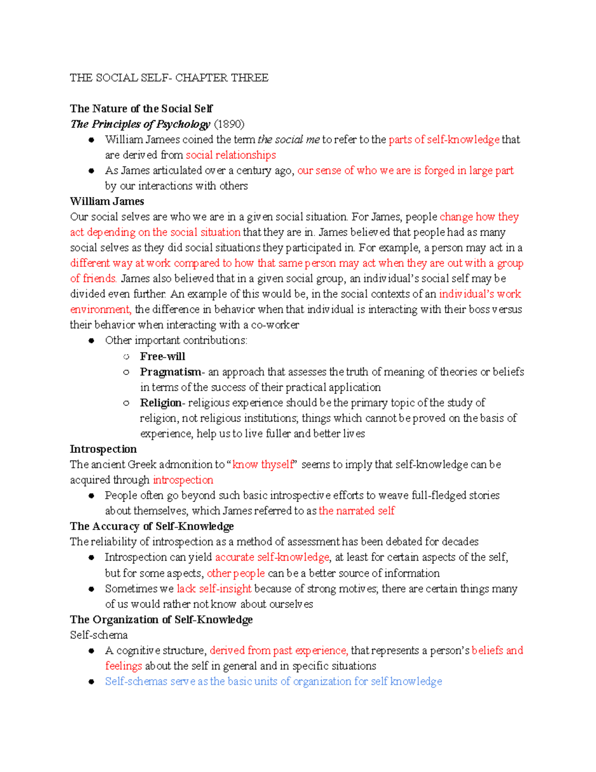 Social psych chap 3 - THE SOCIAL SELF- CHAPTER THREE The Nature of the ...