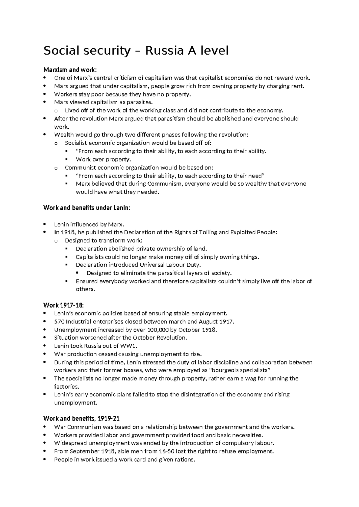 Social security - Marx argued that under capitalism, people grow rich ...