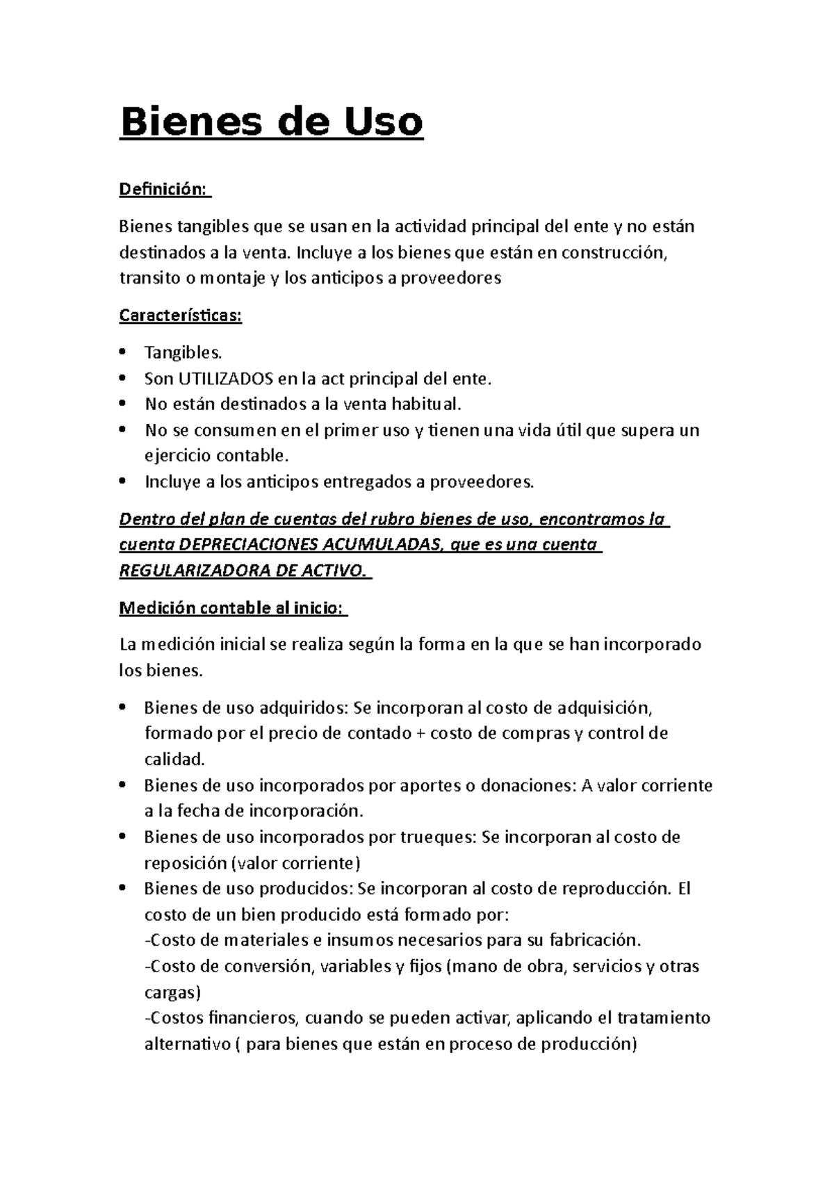 Bienes de uso - Bienes de Uso Definición: Bienes tangibles que se usan en la actividad principal ...