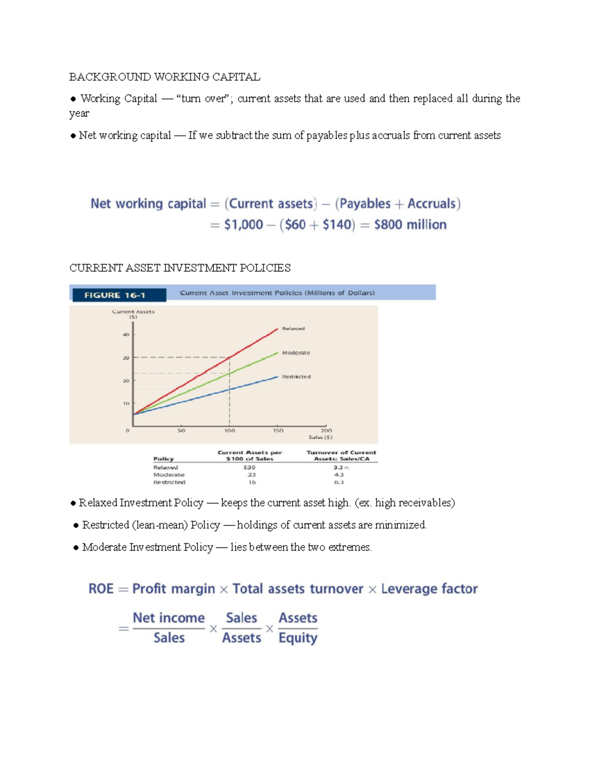 Background Working Capital - BACKGROUND WORKING CAPITAL Working Capital ...