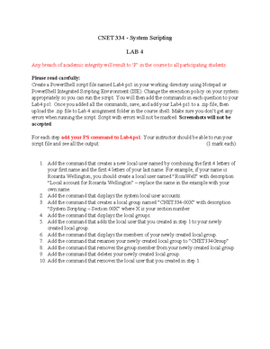 Test 1 - mid term test - CNET 334 - System Scripting TEST 1 Any breach ...