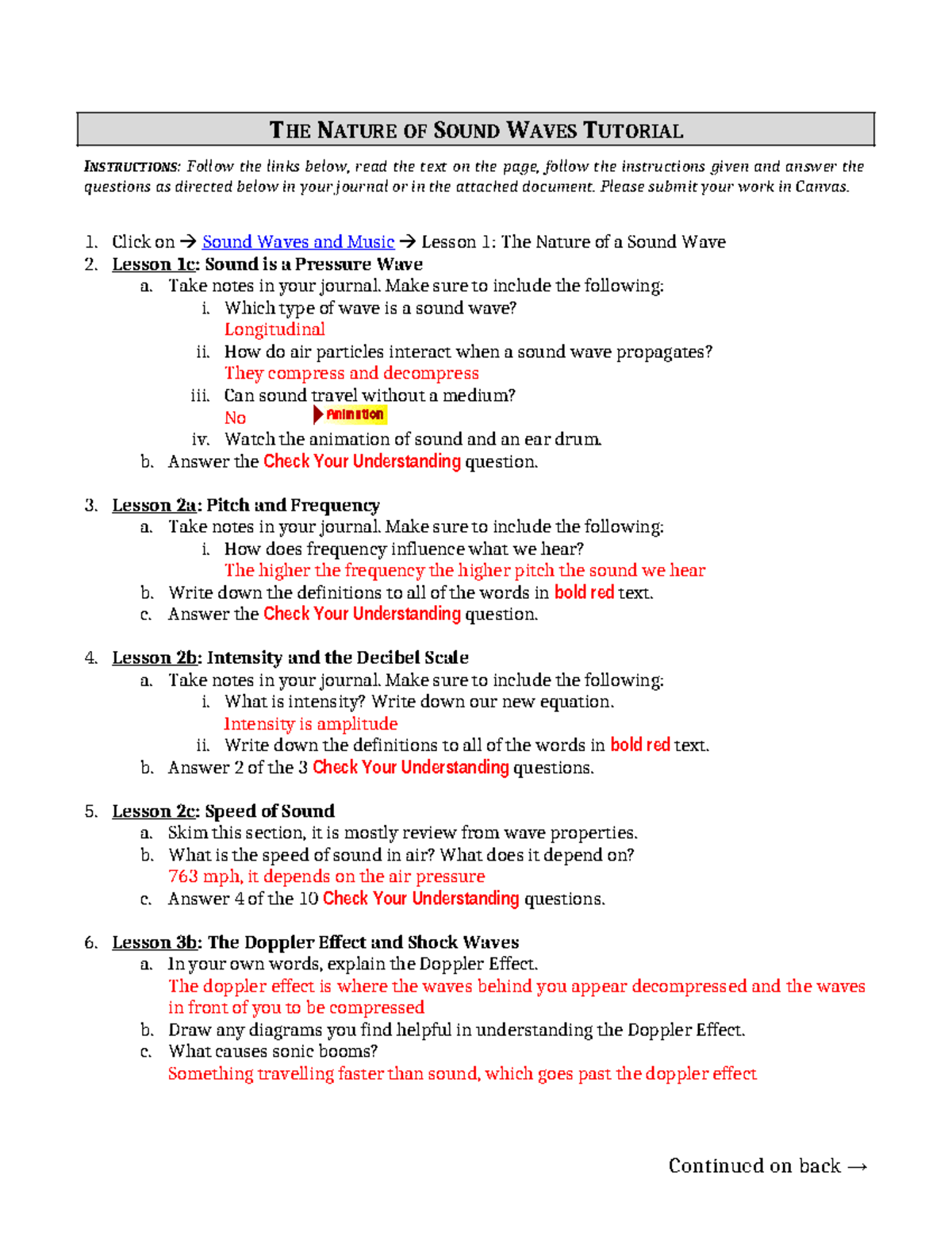 The Nature of Sound Tutorial done - THE NATURE OF SOUND WAVES TUTORIAL ...