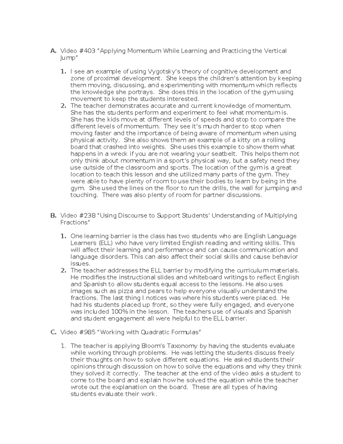 DJM4 Task 1 - Task 1 D094 - A. Video #403 “Applying Momentum While ...
