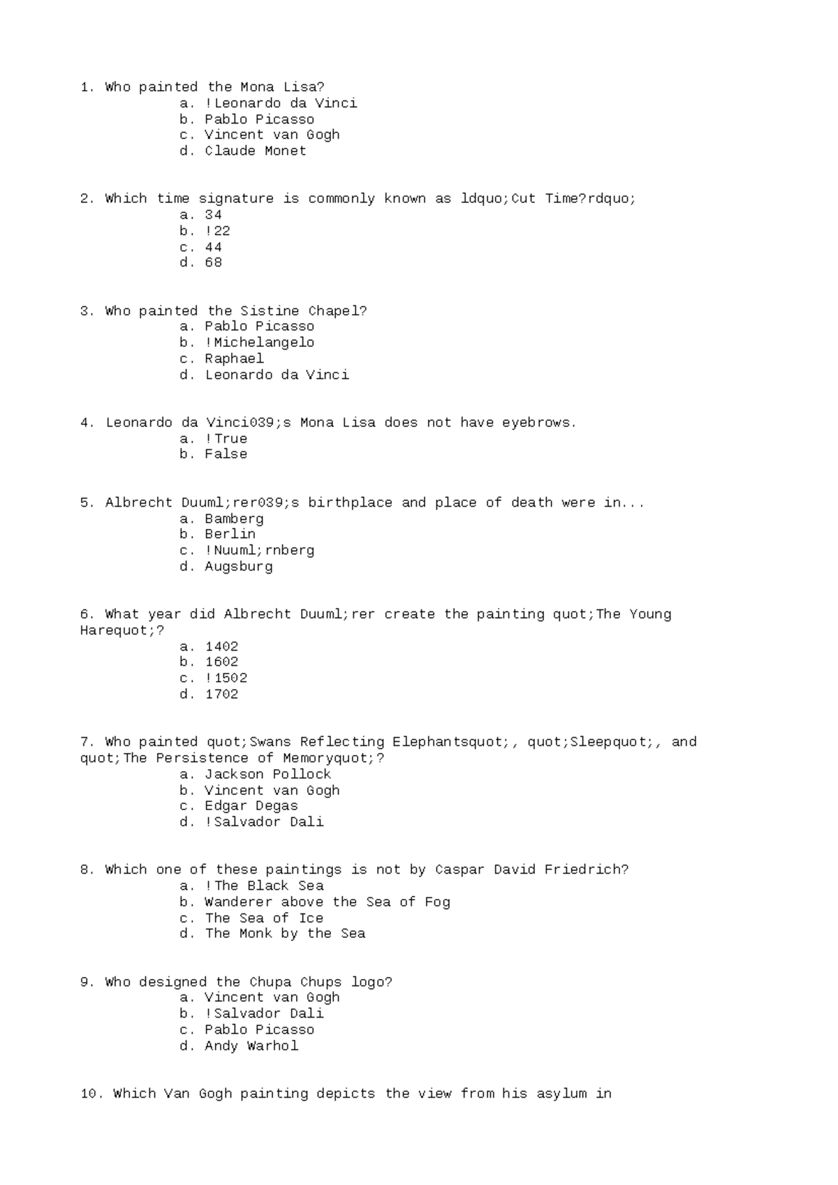 BS Study Guide 7 - BS-Practice-2 - Who painted the Mona Lisa? a ...