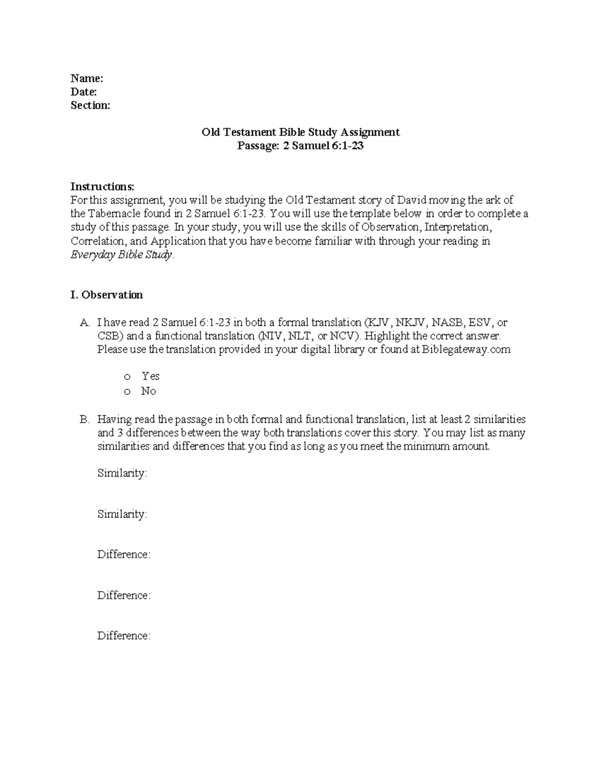 BIBL 105 Old Testament Bible Study Assignment Template (AY2122) - Name ...