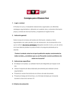 Comprensión y redacción de textos 1 - UTP - Studocu