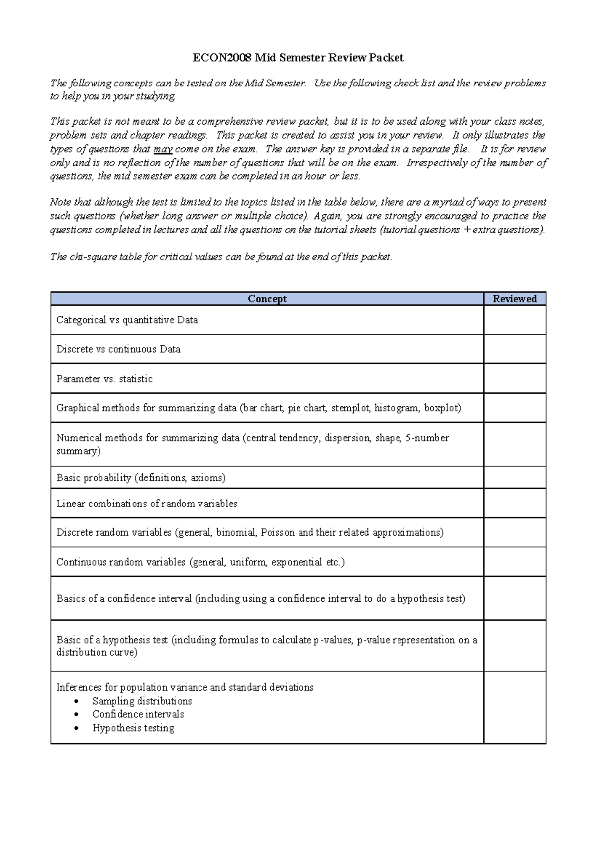 Mid Term 1 Practice Packet vs2 - ECON2008 Mid Semester Review Packet ...