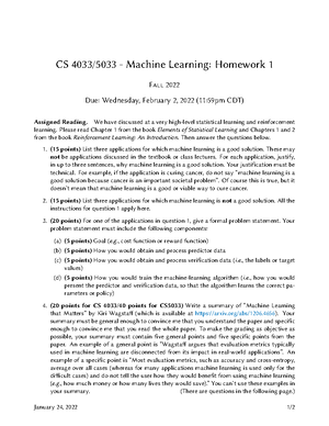ML 2022S HW4 - HW 4 for ML - CS 4033/5033 - Machine Learning: Homework 4 SpRing 2022 Due ...