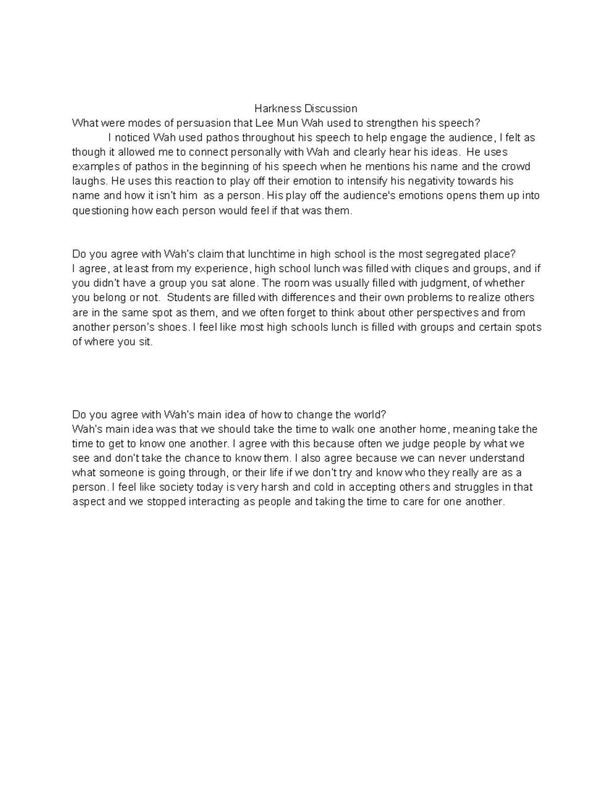 Harkness discussion - Harkness Discussion What were modes of persuasion ...