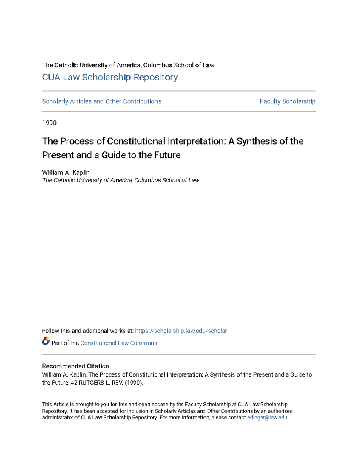 The Process of Constitutional Interpretation A Synthesis of the ...