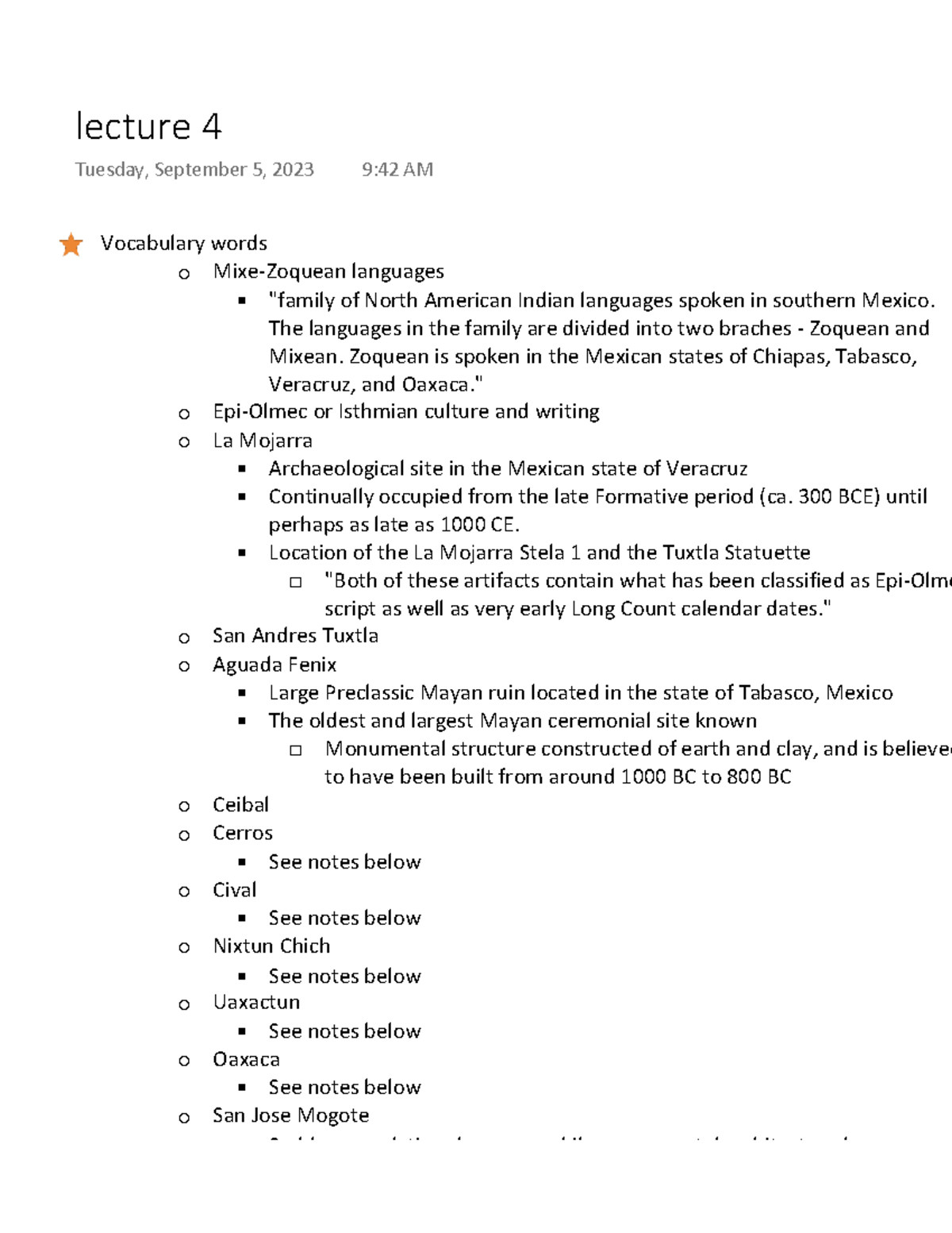 Lecture 4 - Vocabulary words Mixe-Zoquean languages "family of North ...