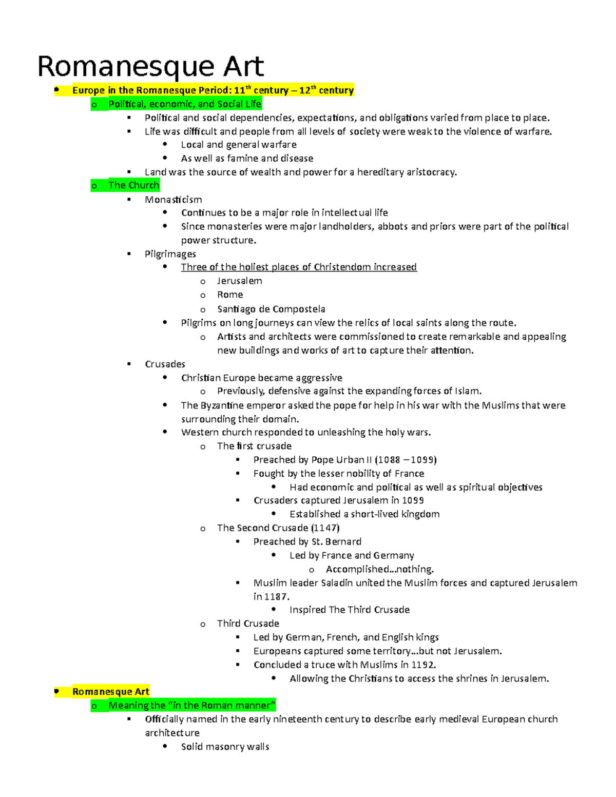 Romanesque Art - Lecture notes 16 - Romanesque Art Europe in the ...