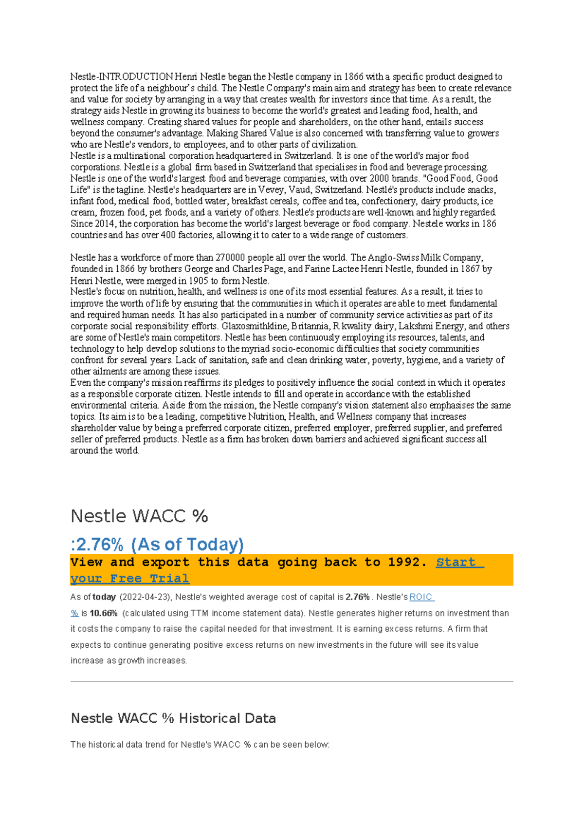 Nestle - notes - Nestle-INTRODUCTION Henri Nestle began the Nestle ...