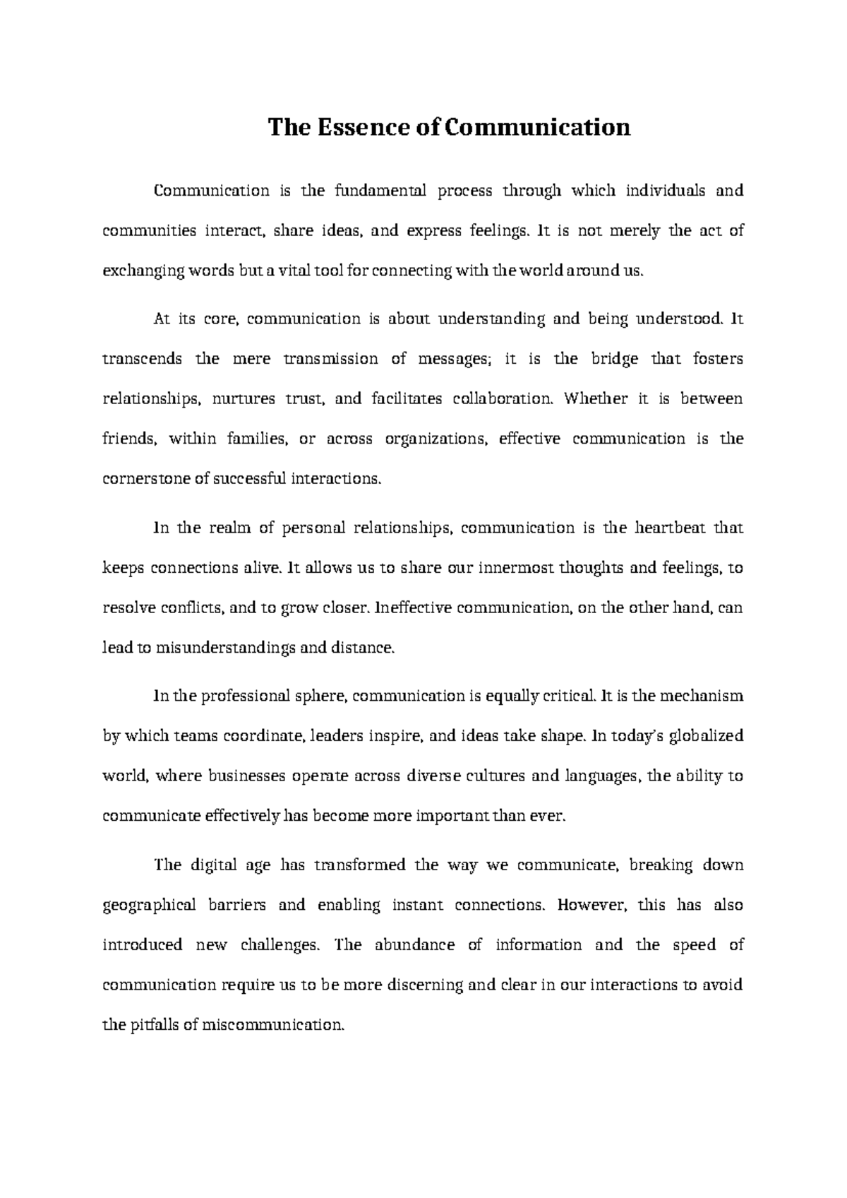 The Essence of Communication - The Essence of Communication ...