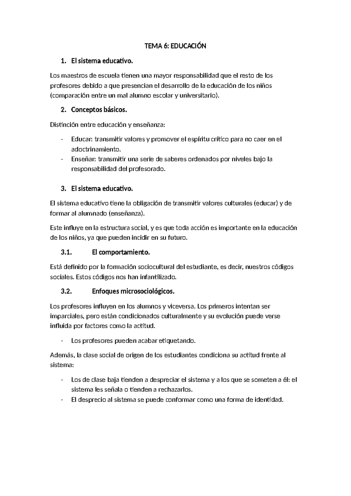 TEMA 6 Estructura Social Contemporanea - TEMA 6: EDUCACIÓN El sistema ...